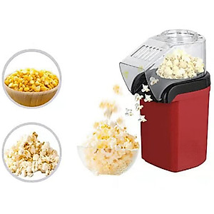 mini popcorn machine for home electric small hot air popcorn popper no oil tabletop portable pop corn maker with Measuring Cup Melt Butter - RED (RED)