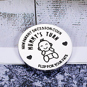 Funny New Baby Decision Coin for Parent, Pregnancy Gifts for First Time Mom Dad, Baby Shower Mothers Fathers Day Gift for Mum Dad to Be, Christmas Birthday Thanksgiving Present Double-Sided Coin