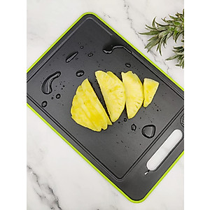 4 in 1 Cutting Board and Defrosting Plate with Knife Sharpener and Garlic Grinder (Black)