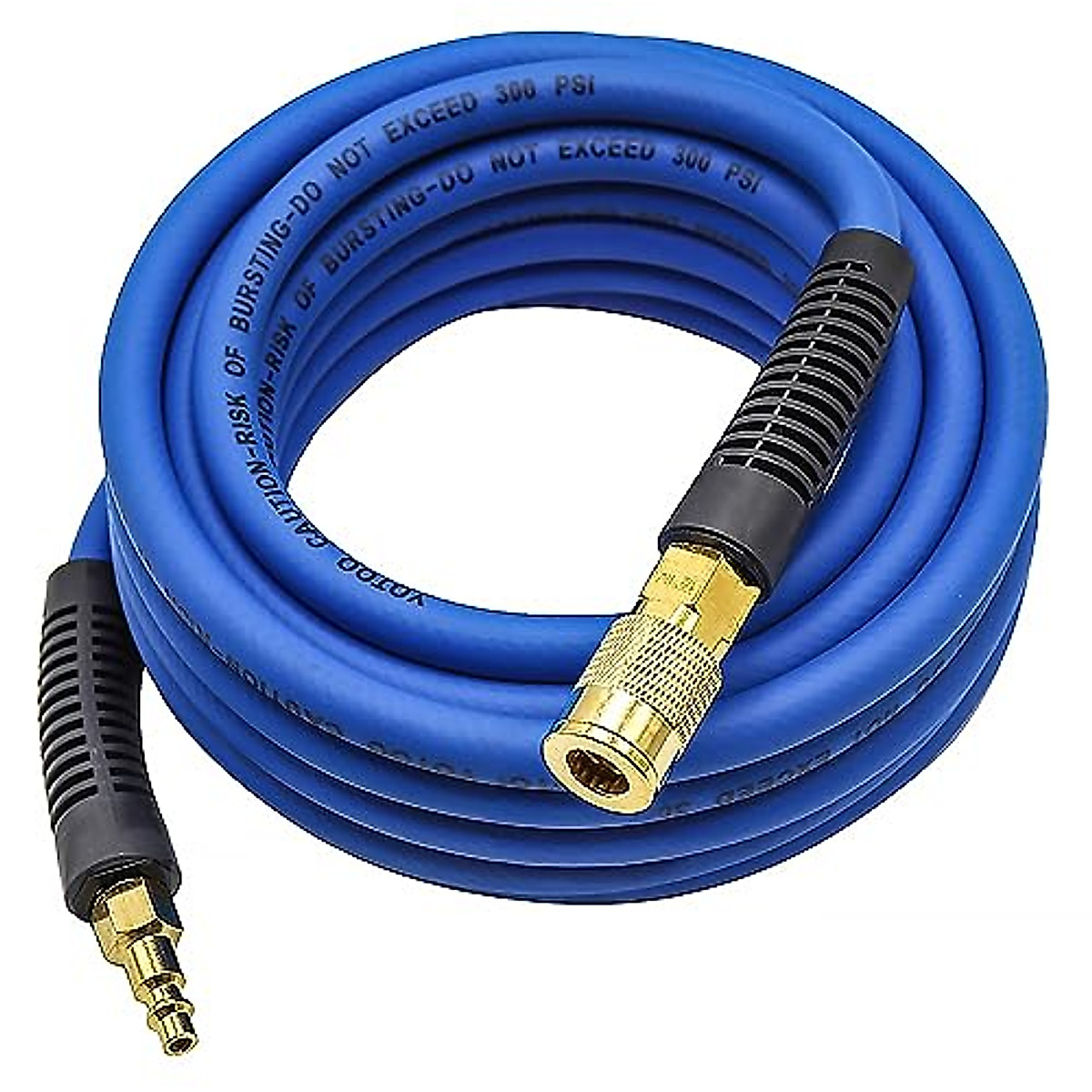 YOTOO Hybrid Air Hose, 1/4-Inch by 25-Feet 300 PSI Heavy Duty Air Compressor Hose, Lightweight, Kink Resistant, All-Weather Flexibility with 1/4-Inch Industrial Air Fittings and Bend Restrictors, Blue