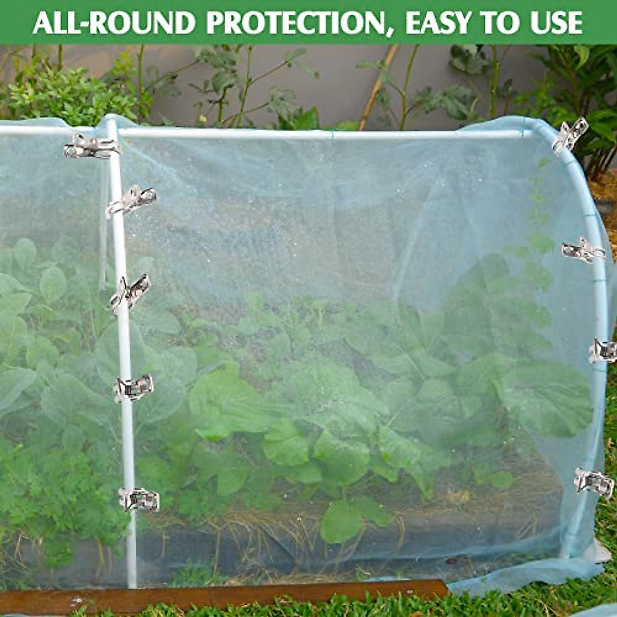 Mimorou Pcs 2 Inch Garden Clips Stainless Steel Greenhouse Clamps Silver Shade Cloth Clips Heavy Duty Greenhouse Clips Grip Shade Cloth Plant Protection Bag on Garden Hoops or Greenhouse Frame