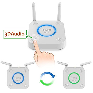 [Upgraded] 1Mii Bluetooth 5.0 Receiver, Long Range HiFi Bluetooth Audio Adapter w/ 3D Surround aptX HD Low Latency, Optical RCA AUX 3.5mm Coaxial for Home Stereo System - B06Pro Grey