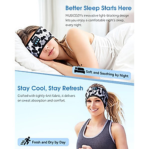 MUSICOZY Sleep Headphones Bluetooth Sports Headband, Wireless Music Sleeping Headphones Sleep Eye Mask Earbuds for Side Sleepers Workout Running Travel Yoga Office, Pack of 2