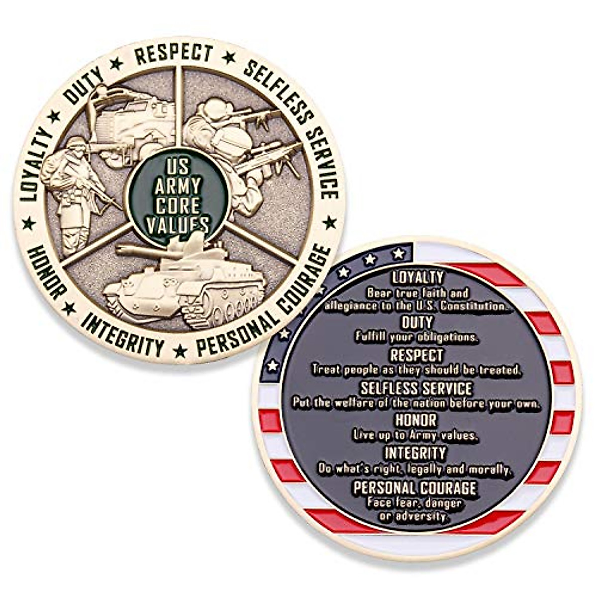Army Core Values Challenge Coin - United States Army Challenge Coin - Amazing US Army Military Coin - Designed by Military Veterans!