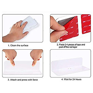 KIKEEP Acrylic Floating Wall Shelves Display Shelf Stick On Small Acrylic Floating Wall Shelf Acrylic Small Wall Shelf for Bedroom, Bathroom (1, Clear)
