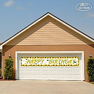 Ushinemi Sunflower Birthday Party Decorations, Sunflower Theme Happy Birthday Banner Decor, 9.8x1.6 Feet