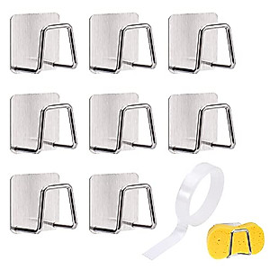 8 Pack Sponge Holder for Kitchen Sink Caddy with 1 Roll Double-sided tape Stainless Steel Strong Adhesion Strength Not Easy Shedding Rust Proof Waterproof Kitchen Sink Sponge Holder