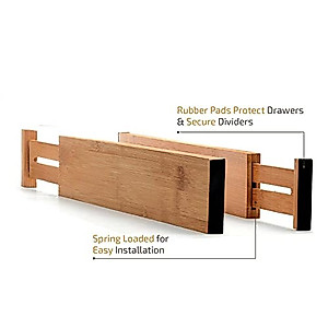 Expandable Bamboo Drawer Dividers, Adjustable Utensil Organizer Separators, 43cm