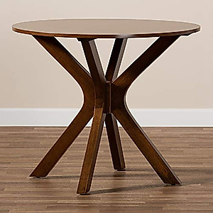 Baxton Studio Kenji Modern and Contemporary Walnut Brown Finished 35-Inch-Wide Round Wood Dining Table