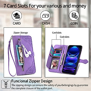 Monwutong Zipper Storage Wallet Case for Redmi Note 12 Pro 5G, Case for Xiaomi Poco X5 Pro,Skin Friendly Feel Leather Case with Muliti-Card Slots Holster for Poco X5 Pro/Note 12 Pro,SZY Pink