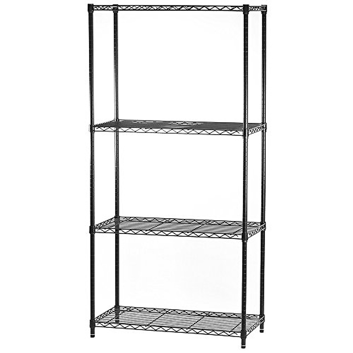 Shelving Inc. Black Wire Shelving with 4 Tier Shelves - 8" d x 24" w x 54" h, Weight Capacity 300lbs Per Shelf