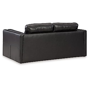 Signature Design by Ashley Amiata Modern Leather Match Loveseat with Non-skid Legs, Black