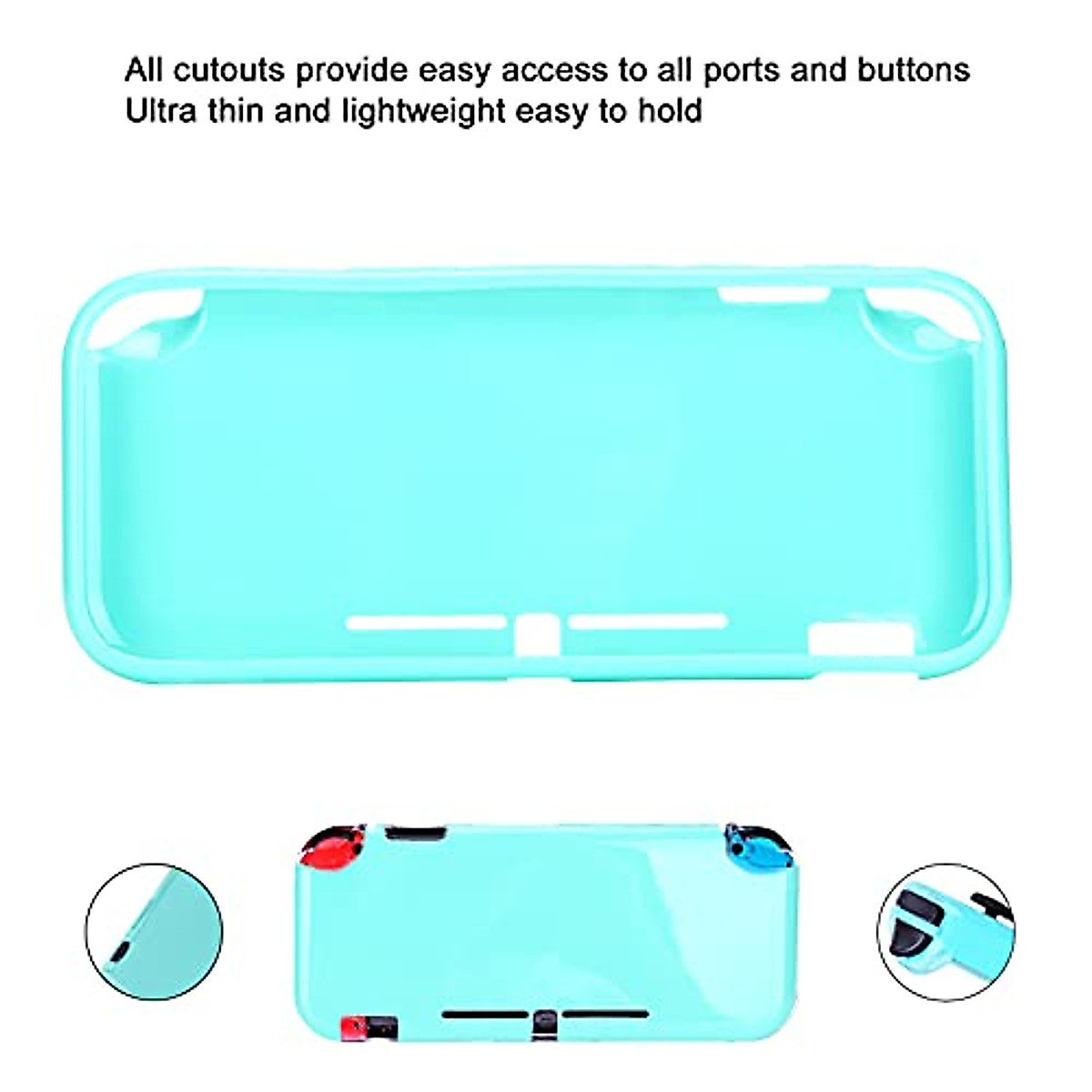 Game Console Protective Cover, Precise Cutou TPU Sleeve Anti Fingerprint Wear Resistant Half Packed Comfortable for Switch Lite(Turquoise)