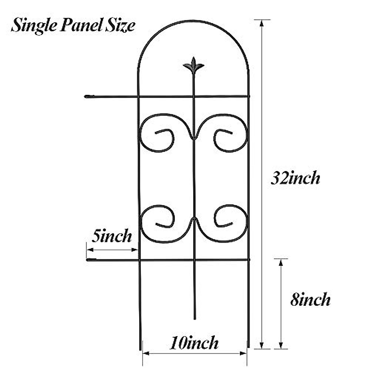 Amagabeli 8 Panels Decorative Garden Fence 10ft (L) x 32in(H) Garden Fencing Animal Barrier for Dog Rustproof Black Iron Border Fence Edging Metal Wire Fencing for Outdoor Patio Vinyl Flower ET046