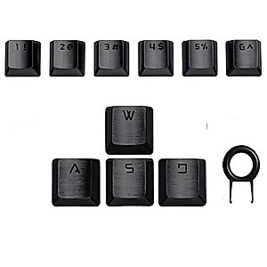 Qupei Metal Keycaps (WASDQREF+DIR.) for FPS & MOBA, OEM Mechanical Keyboard Keycaps Kit 60% Keycaps for Cherry MX Switches Gaming Keyboard Keycaps (Black)