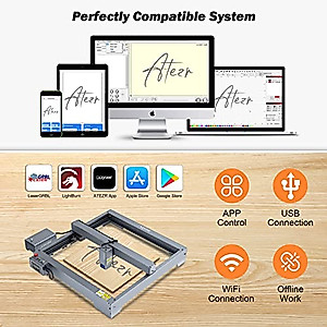 ATEZR P20 Plus 120W Laser Cutter with KA Air Assist, 20-24W Laser Power Laser Cutting and Engraving Machine for Wood and Metal, Large Working Area 17 x17 inch Compressed Spot Laser Engraver-Grey