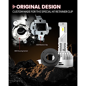 LASFIT Pro Series H7 LED Bulb - Pro-MB1 for VW Jetta BMW Mercedes Benz w/Retainer Adapter, Plug & Play,Directly Fit,60W 6000LM Improve Driving View,See Farther (2 bulbs)