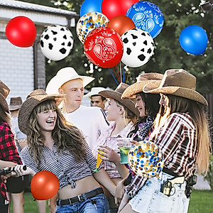 130 Pieces Western Cow Boy Balloon Arch Garland Blue Red Cowboy Bandana Latex Balloons Western Theme Supplies for Party Boys and Girls Baby Shower Cowboy Birthday Party Decorations