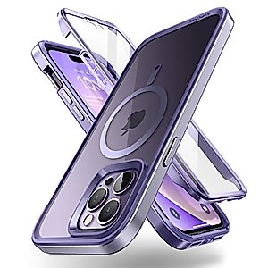 SUPCASE Unicorn Beetle Edge Mag Case for iPhone 14 Pro Max 6.7", Compatible with MagSafe Slim Frame Clear Protective Case with Built-in Screen Protector (Mauve)