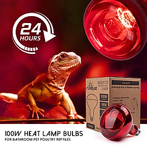 runquiz BR40 Red Heat Lamp Bulbs, 100 Watt Infrared Light Bulb, E26 Medium Base, for Bathroom Pet Poultry Reptiles Incandescent Heat Lamp, Infrared Bulb 1Pack