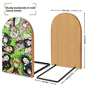 Anime Book Ends Wood Universal Bookends for Shelves Office Non-Skid Book Stand for Books CDs Video Games 3 x 5 x 3.7 in (1 Pair/2 Pieces)