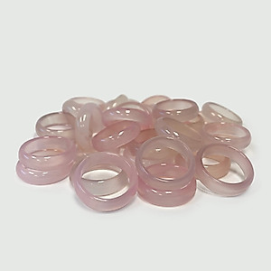 Pink Agate Gemstone 6mm Unisex Band Ring Size 7.5