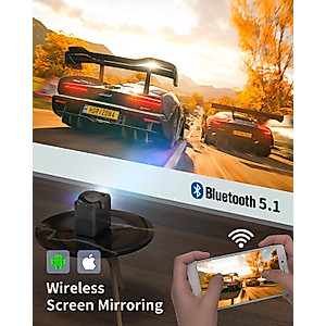 4K Supported Mini Projector, 5G WiFi Bluetooth Projector, ETOE Native 1080P Movie Projector, Keystone Correction, Zoom, Full HD Projector Compatible with TV Stick/HDMI/USB/iOS/Android