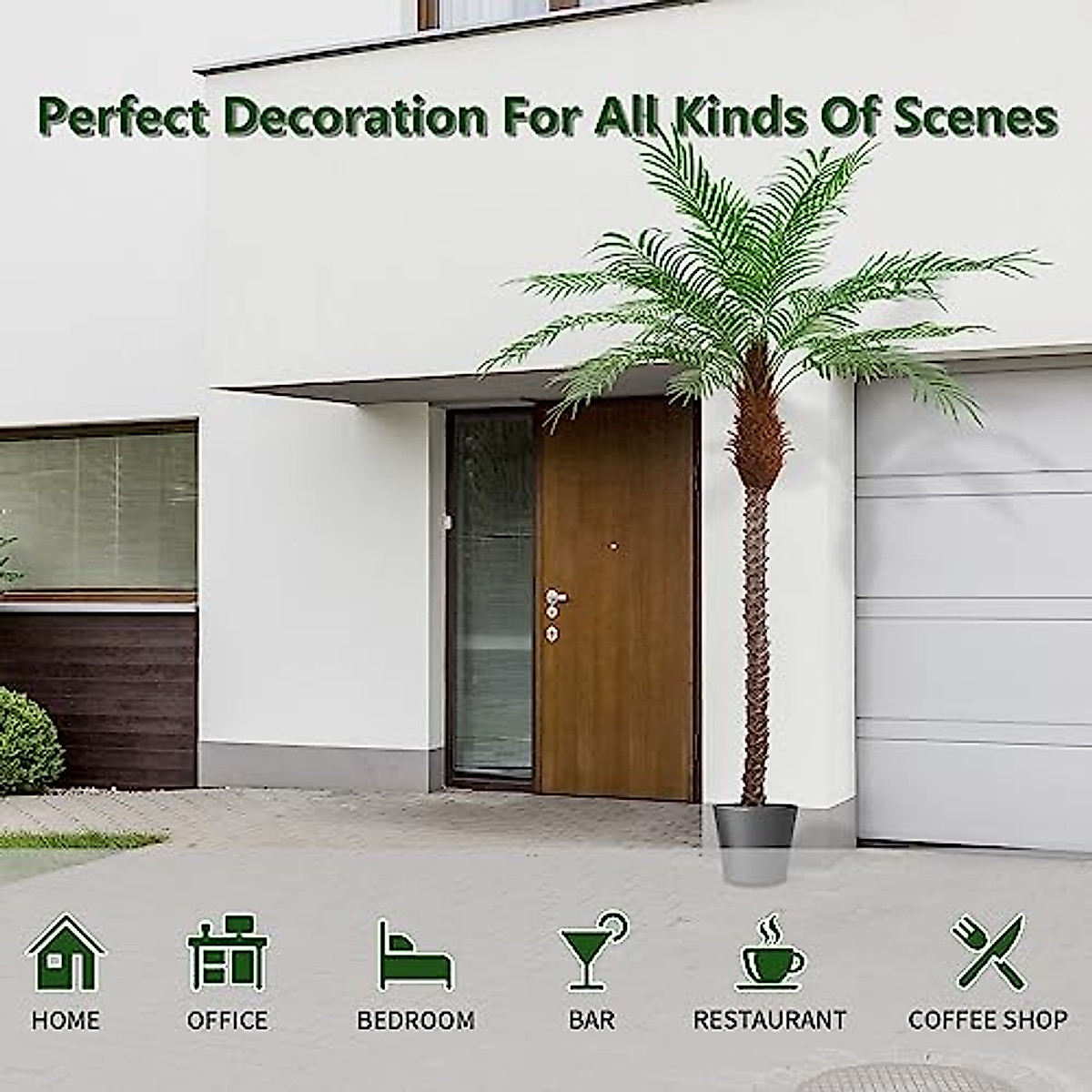 AnTing Artificial Palm Tree 8.5ft Tall Trees Plants 18 Leaves 102in Outdoor Palm Trees for Outside Patio Trees for Decor (Set of 2)