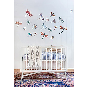 Watercolour Dragonfly Wall Decals，Dragonfly Sticker for Nursery，Lovely Animal Window Clings Decoration Wallpaper Mural for Kid’s Room Classroom School