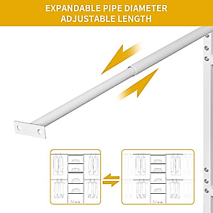 DWVO Closet Organizer System for Bedroom, Adjustable Heavy Duty Garment Rack Walk In Closet System, 4 Expandable Hanger Rods 5-Tier Wood Closet Storage Shelves with Backplane, Fits 6-9 ft Space, White