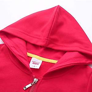 HAXICO Unisex Children Solid Zip-Up Hooded Sweatshirt Toddler Baby Boys Girls Classic Hoodie Cotton Tops Blouse Red, 3T