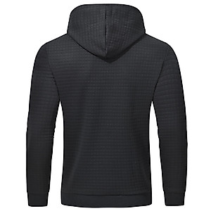 Satankud Mens Pullover Hoodie Long Sleeve Hooded Sweatshirt Casual Hoodies Square Pattern (Black, XL)