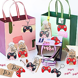 CiciBear 24 Pack Video Game Controller Keychains Party Favors for Video Themed Party, Baby Shower, Kids Adults Birthday, School Carnival Rewards, Christmas Stocking Stuffer, Red, Black