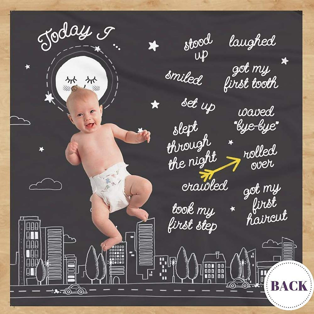 Double Sided Monthly Baby Milestone Blanket- Month Blanket for Baby Pictures | Photo Blanket with Baby Photo Props | Monthly Blankets for Newborns | Baby Boy Girl Milestone Blanket (Black & White)