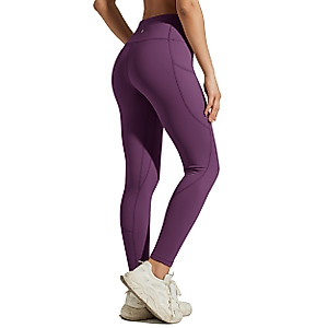 Willit Women's Fleece Lined Leggings High Waisted Winter Thermal Yoga Running Pants with Pockets Purple M