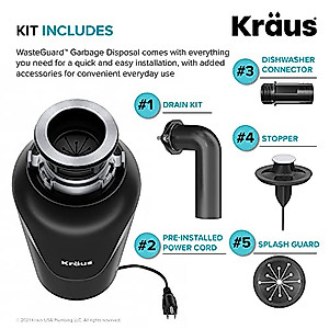 KRAUS Premier 31 ½-inch 16 Gauge Undermount Single Bowl Stainless Steel Kitchen Sink with WasteGuard™ Continuous Feed Garbage Disposal, KBU14-100-75MB