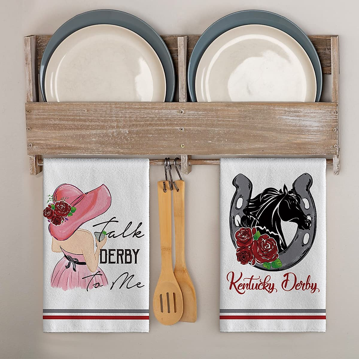 Artoid Mode Rose Lady Talk Derby to Me Kentucky Home Kitchen Dish Towels, 18 x 26 Inch Ultra Absorbent Coffee Tea Bar Hand Towels Bathroom Gift for Cooking Baking Set of 2