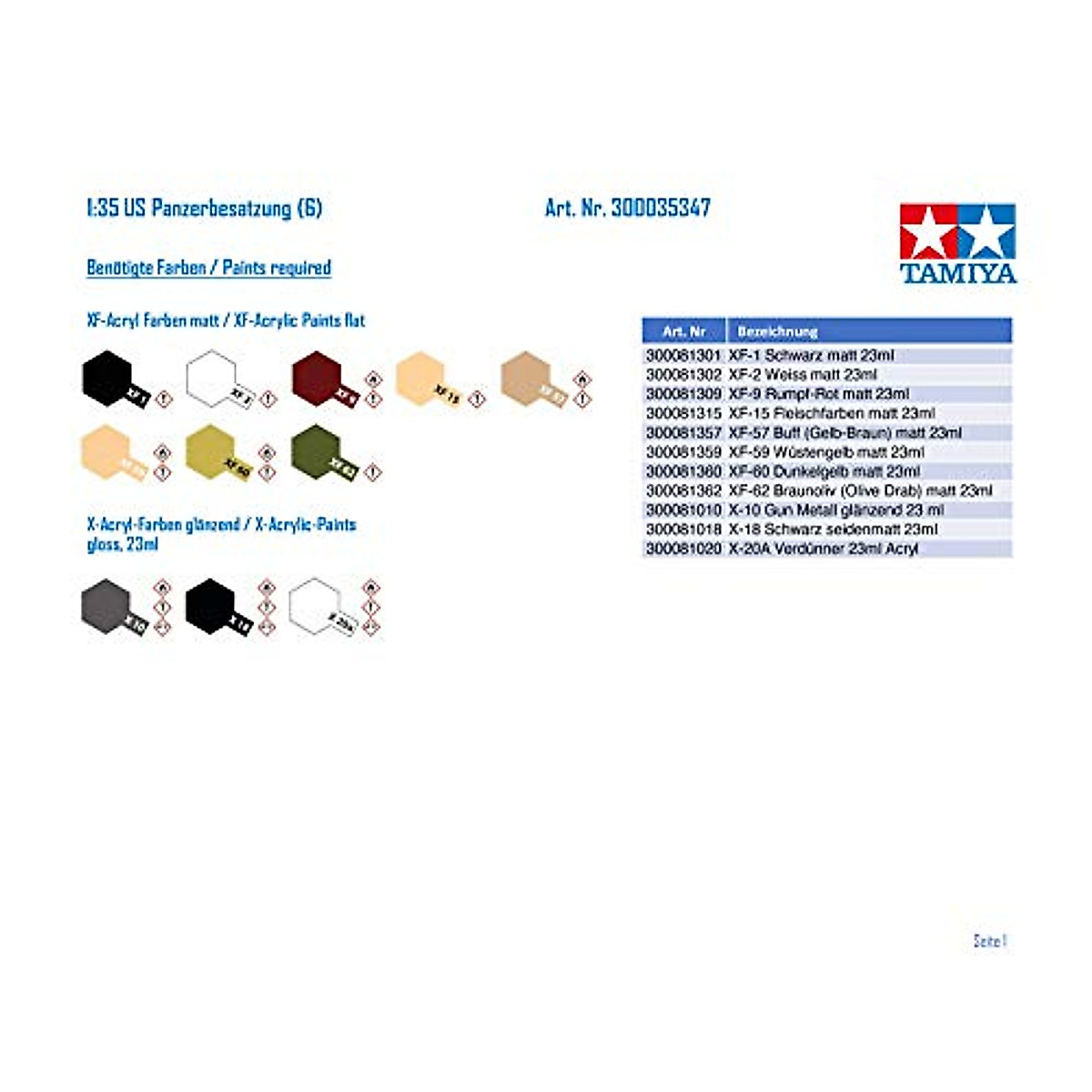 TAMIYA Models U.S. Tank Crew Set (European Theatre)