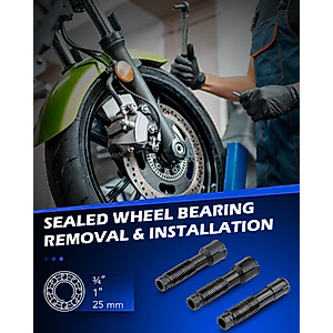 Orion Motor Tech Wheel Bearing Puller Tool Kit Compatible with Harley Davidson Motorcycles, Wheel Bearing Remover Installer Tool Set for 0.75" 1" 25mm Bearings Compatible with Hogs from 2000, 11 Pcs