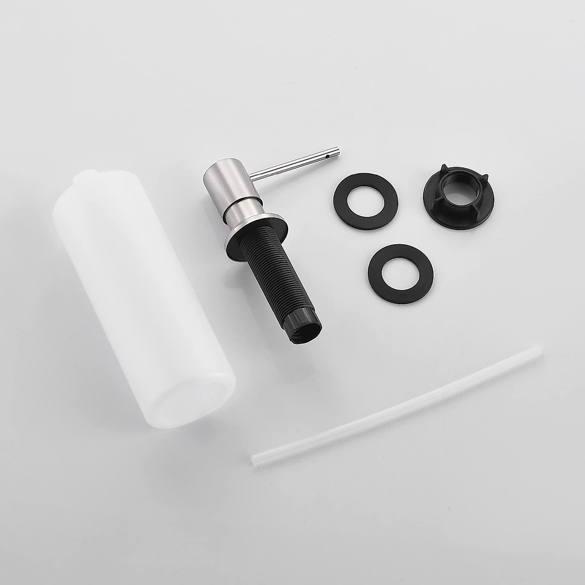 Soap Dispenser for Kitchen Sink, OUEN Brushed Nickel Built in Pump Soap Dispensers, Stainless Steel Sink Soap Dispenser or Lotion Dispenser Pump with Above the Sink Refillable 17OZ Large Liquid Bottle