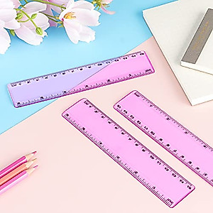 ZZTX Color Plastic Ruler Straight Ruler Measuring Tool 6 Inch Ruler Set Rulers Bulk 3 Pack