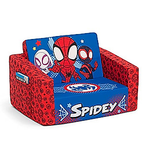 Delta Children Marvel Spidey and His Amazing Friends Cozee Flip-Out Chair - 2-in-1 Convertible Chair to Lounger for Kids