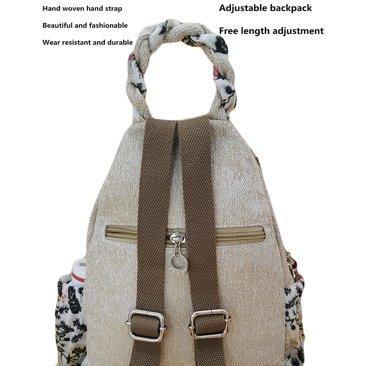 HUANGGUOSHU Backpack Purse for Women - Boho Style Small Convertible Sling Bag with Woven and Mushroom Design - Perfect Mini Backpack for Fashionable Hippie Ladies Cat