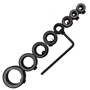 8PCS Drill Depth Stop Collars Limit Ring,1/8,3/16,1/4,5/16,3/8,7/16,1/2,5/8 Drill Depth Stop Collars Ring Dowel Shaft Chuck, Hex Wrench Woodworking for Drill Bits Consistent Drilling