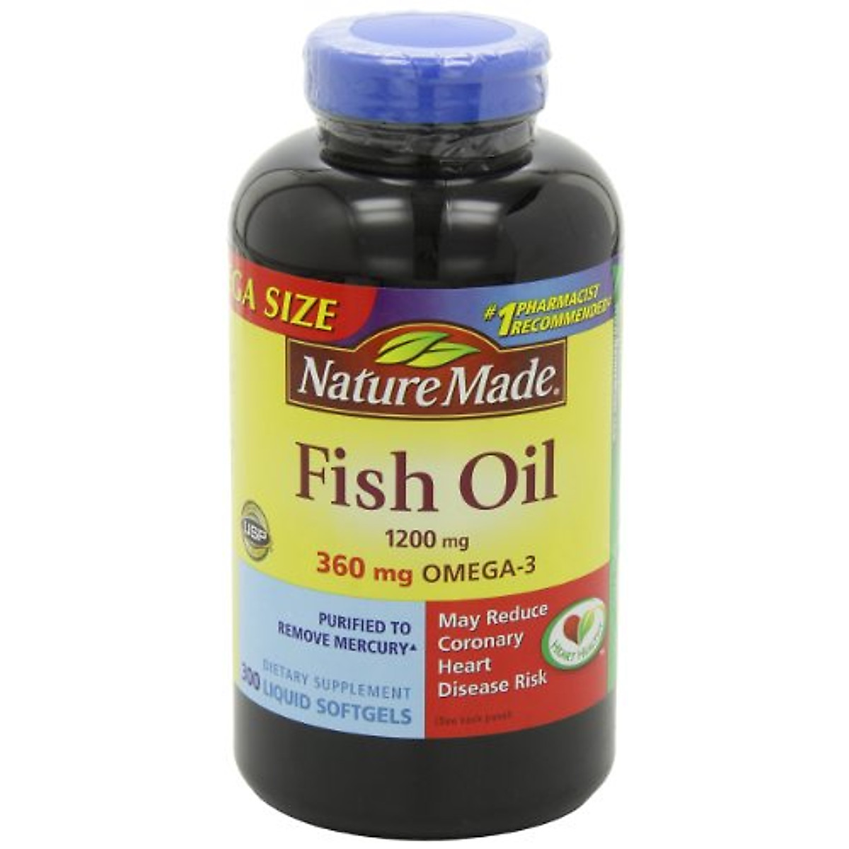Nature Made 1200mg of Fish Oil, 2400 per Serving, 360mg of Omega-3, 300 Softgels, 300 Count (Pack of 1)