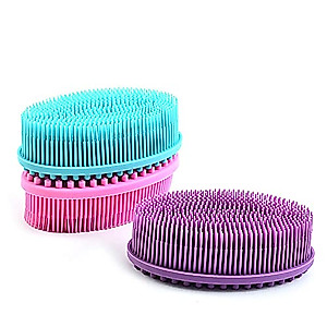 INGVY Dry Brushing Body Brush Soft Silicone Body Brush Bath exfoliating Skin Suitable for Bath Shampoo Facial Massage Brush Supplies Direct Sale (Size : Pink)