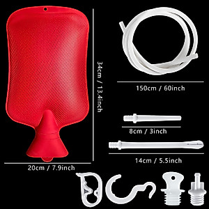 2 Quart Home Enema Bag Kit with Hose Enema Tips and Controllable Water Flow Clamp- Enema Bag for Colon Cleansing Enemas（Red）