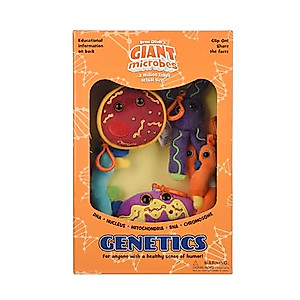 GIANTmicrobes Genetics Themed Gift Box, Genetics Gifts, DNA Gifts, Genetic Counselor Gifts, Genealogy Gifts, Gifts for Genealogists, DNA Plush Keychain, Ancestry Gift, Funny Science Teacher Gifts