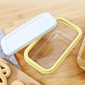Butter Storage Box, Butter Box Cheese Container Keeper Butter Dish with Lid and Cutting Net Butter Storage Holder for Kitchen Restaurant Baking Food Storage Preservation Box, 6.7 x 3.9 x 2.8 in