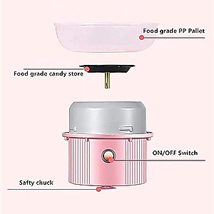 Candy Floss Machine, Cotton Sugar Candy Floss Maker, Home Kids Party Sweet Gift Household Machine, 28.5X28.5X17.5Cm, 500W,Pink